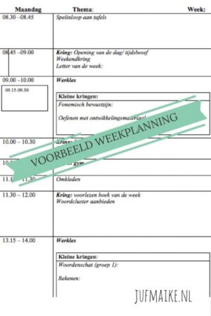Weekplanning kleuters rooster - Juf Maike