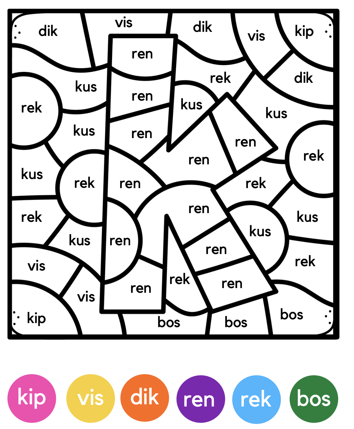 Kleuren op code letters - Juf Maike