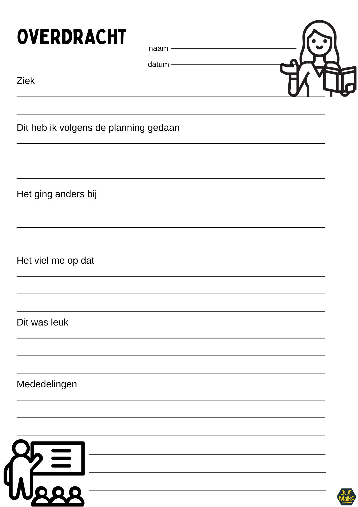 Overdrachtsformulier groep basisschool inval - Juf Maike