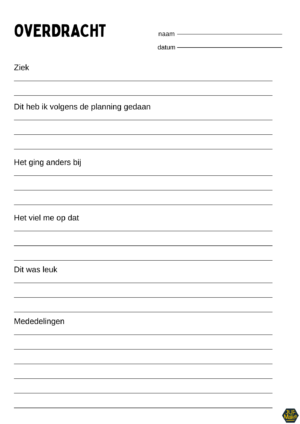 Overdrachtsformulier groep basisschool inval - Juf Maike