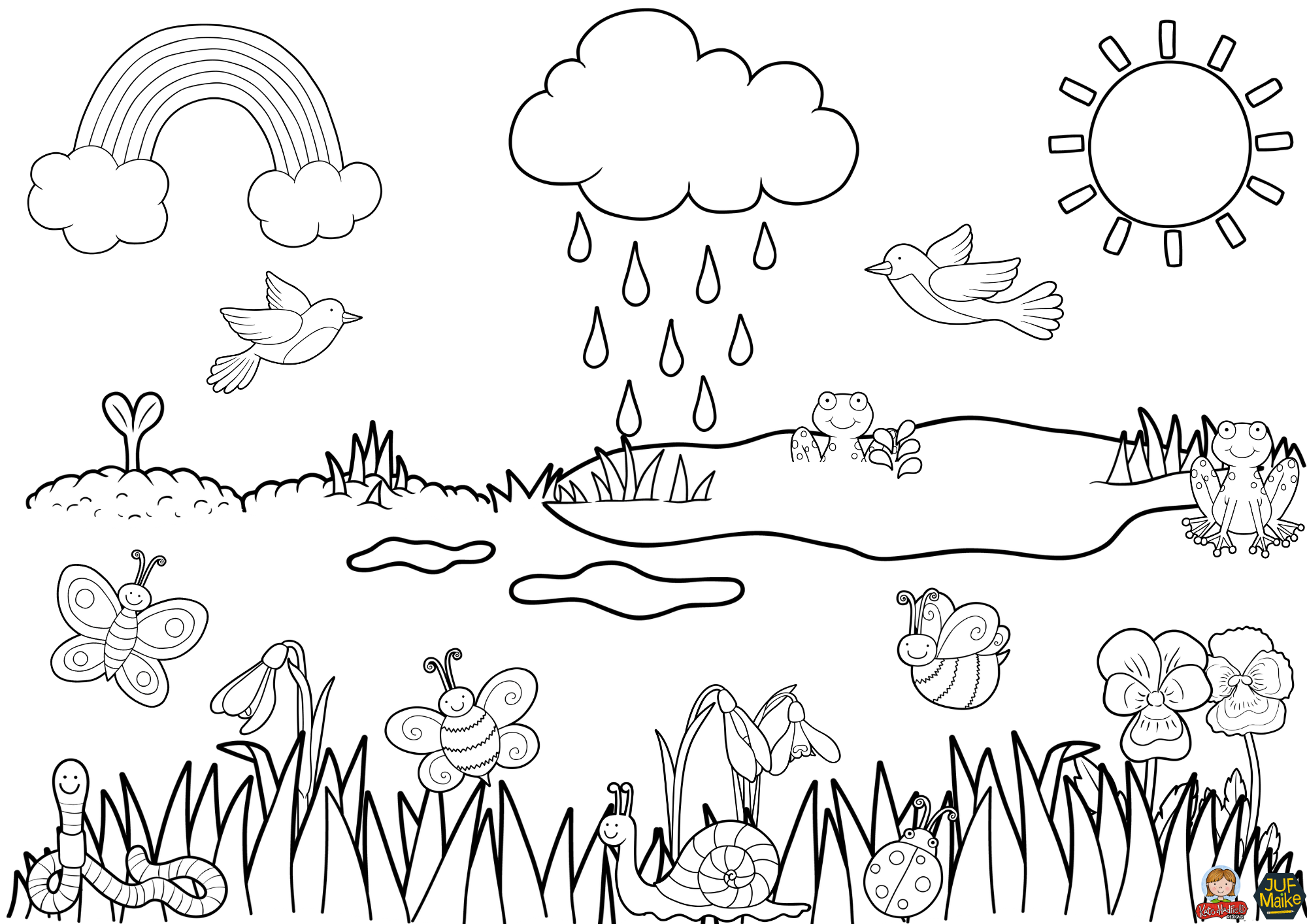 Lente Raamtekening Juf Sketch Coloring Page