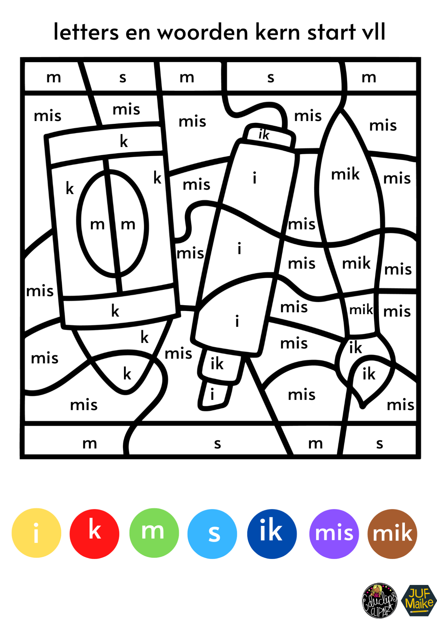 Groep 3 Kleuren op code Naar school - Juf Maike