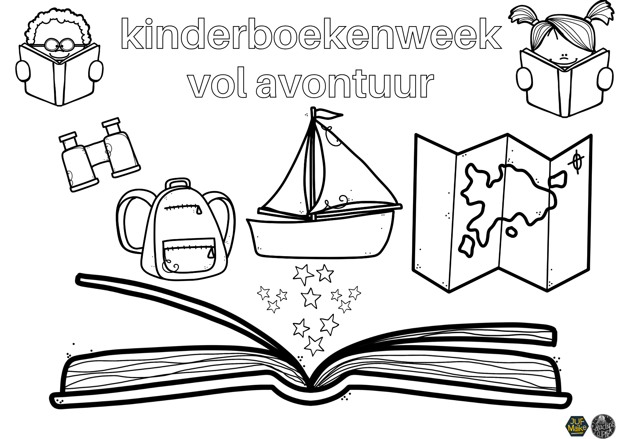 Gratis kleurplaten Kinderboekenweek 2025 (en eerdere jaren) - Juf Maike