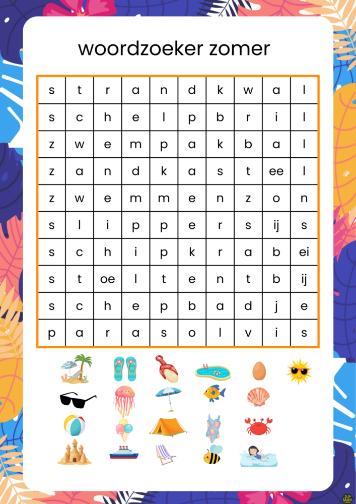 Woordzoeker groep 3 - Juf Maike