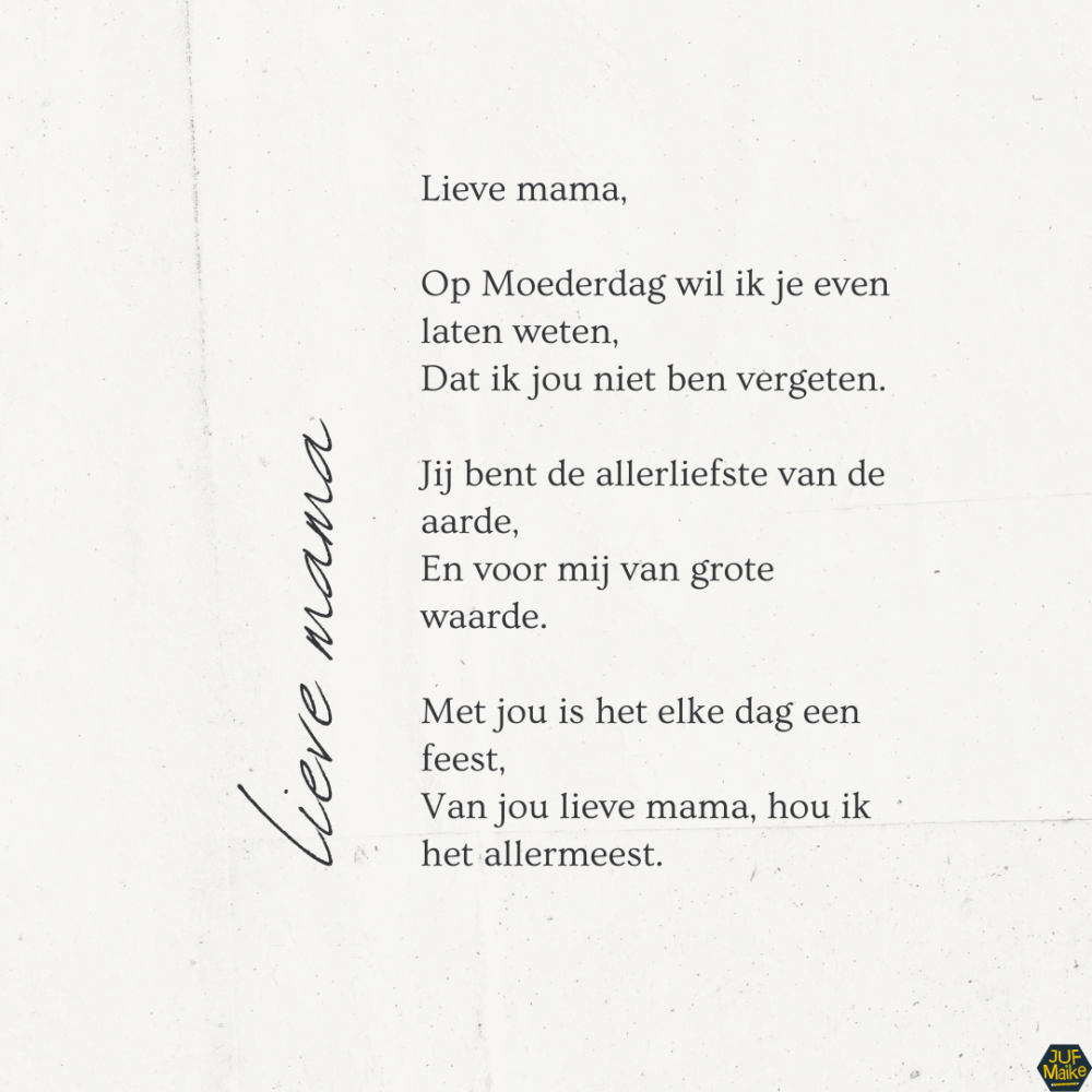 Moederdag gedicht in de klas - Juf Maike