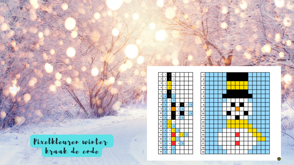 Pixelkleuren winter kraak de code - Juf Maike